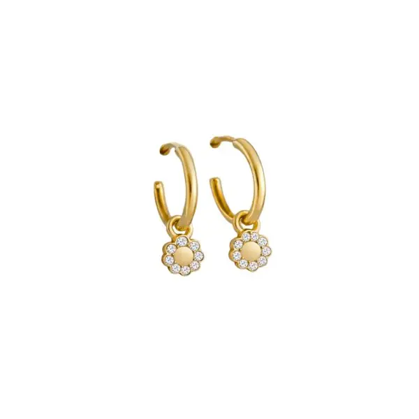 LILY FLO JEWELLERY Diamond Cluster Hoop Earrings - Gold