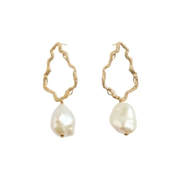 CLAIRE HILL DESIGNS Pearl Branch Drop Earrings - Gold