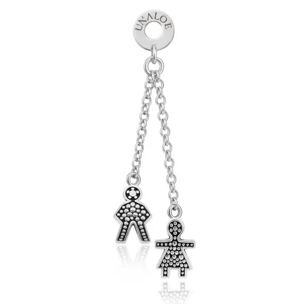 UNALOE Sterling Pavé Family Charm Drop Earrings - Silver