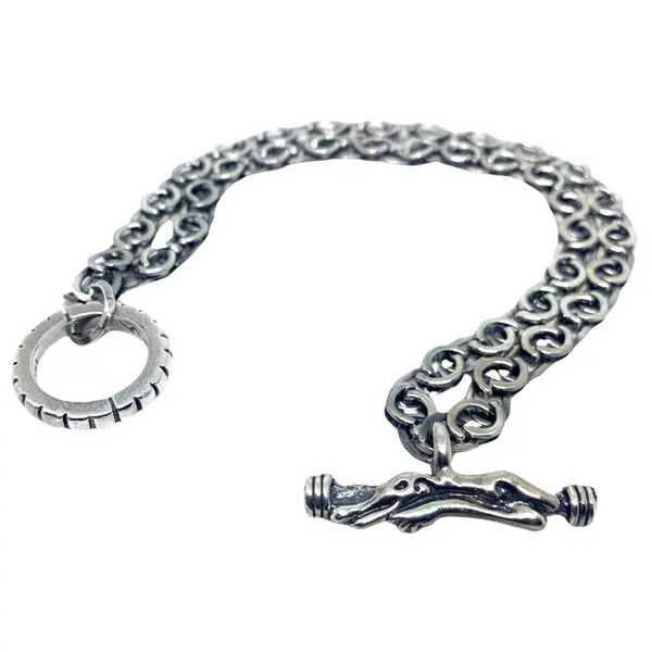 TG-JEWELLERY BY TAMARA GERVASIO Silver / Black ’s Double Chain Bracelet In Sterling Silver With Celtic Crocodile Clasp - Silver/black