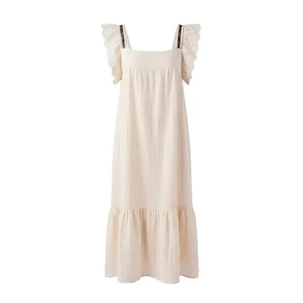 LALIPOP DESIGN Muslin Ruffled Sleeve Midi Dress