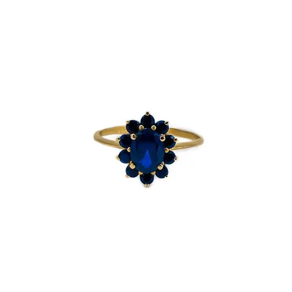 MARTELIÈ 9k Oval And Brilliant Cut Synthetic Sapphire Ring