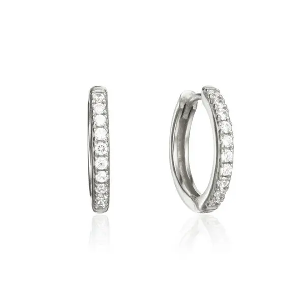 LILY & ROO Diamond Style Large Hoop Earrings - Silver