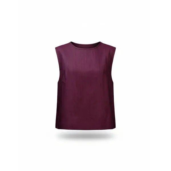 STOVARIA Wine Handwoven Cotton Silk Structu Sleeveless Top - Red