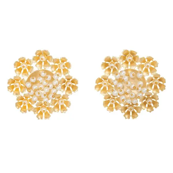 MERAKI BY RASHMI BAJAJ Fiona De Perla Plated Stud Earrings With Lustrous White Pearls - Gold