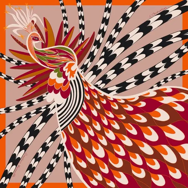 CREATURE MARSEILLE Neutrals The Enchanter Moka Rosé The Medium Silk Scarf Design In France Made In Italy - Brown