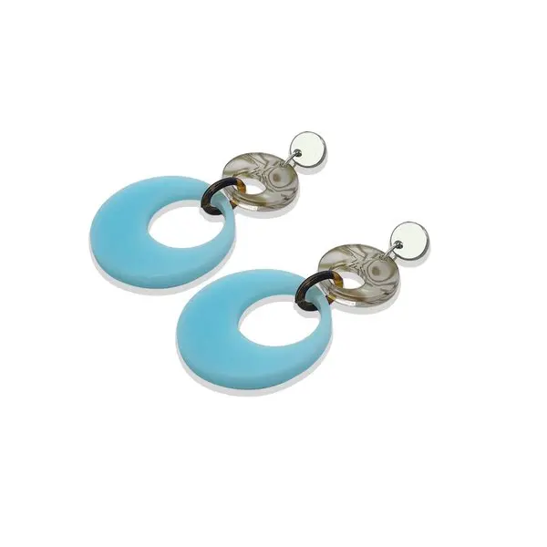 TOOLALLY Swinging Circle Drop Earrings Light & Shell - Blue