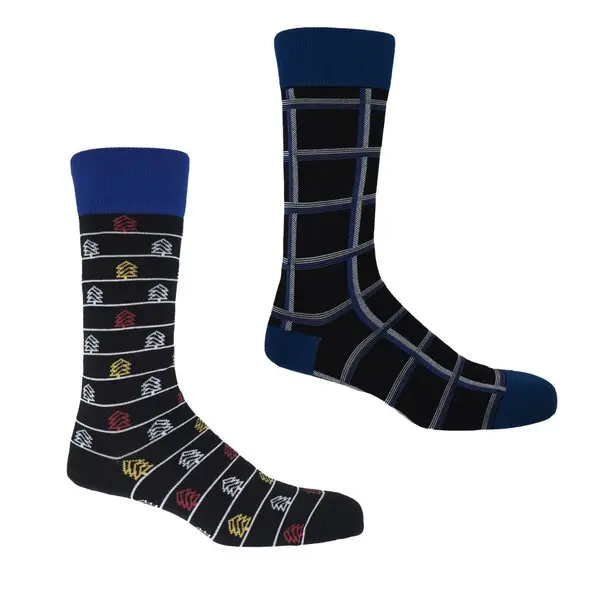 PEPER HAROW - MADE IN ENGLAND Check & Christmas Tree Socks Bundle - Black