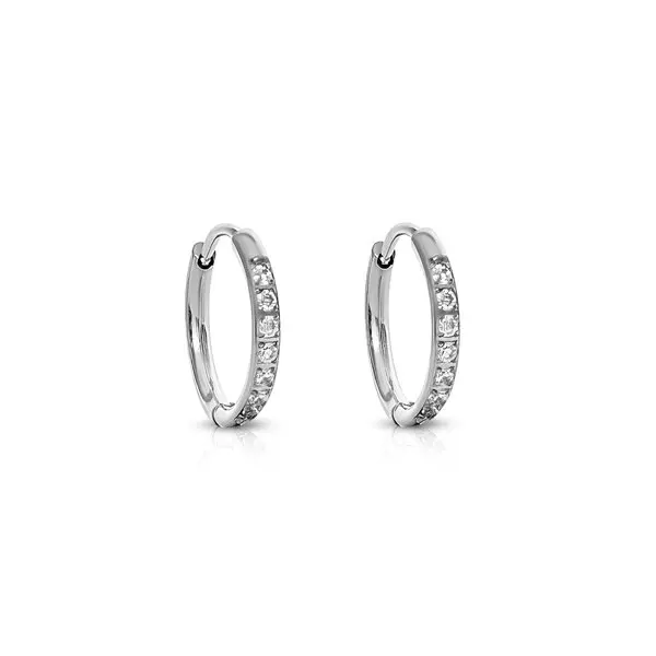 EVER JEWELLERY Transition Hoop Huggie Earrings - Silver