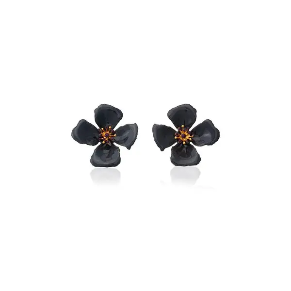MILOU JEWELRY Hibiscus Flower Earrings - Grey