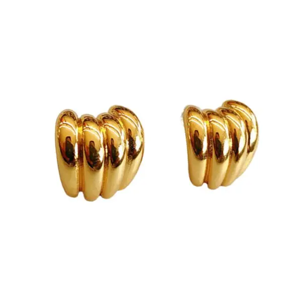 NAZZAR Ribbed Earrings - Gold
