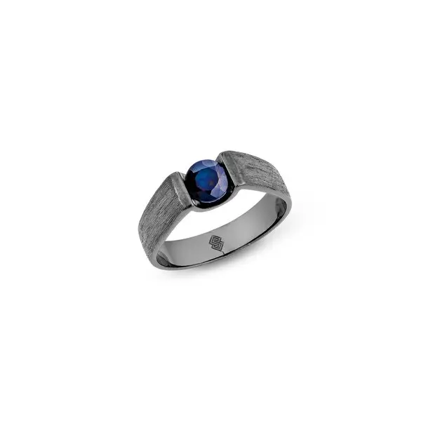 SALLY SKOUFIS Black / Blue Roma Ring With Natural Sapphire In Premium Black Rhodium - Black/blue
