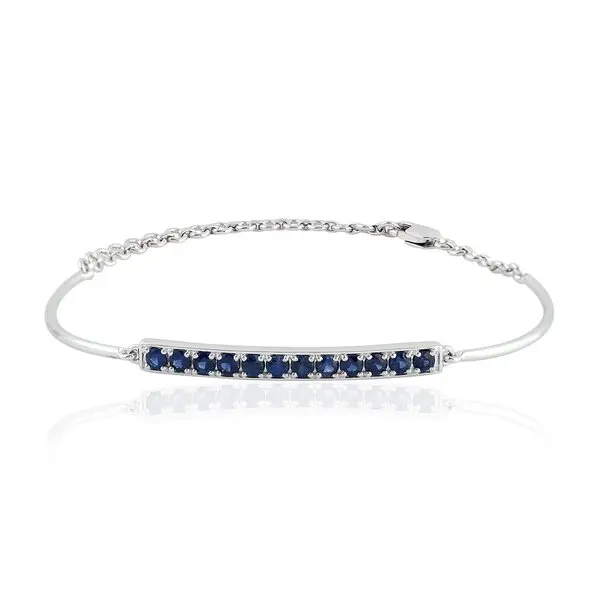 ARTISAN Blue / White Blue Sapphire Bar Bracelet In 18k White Gold - Blue/white