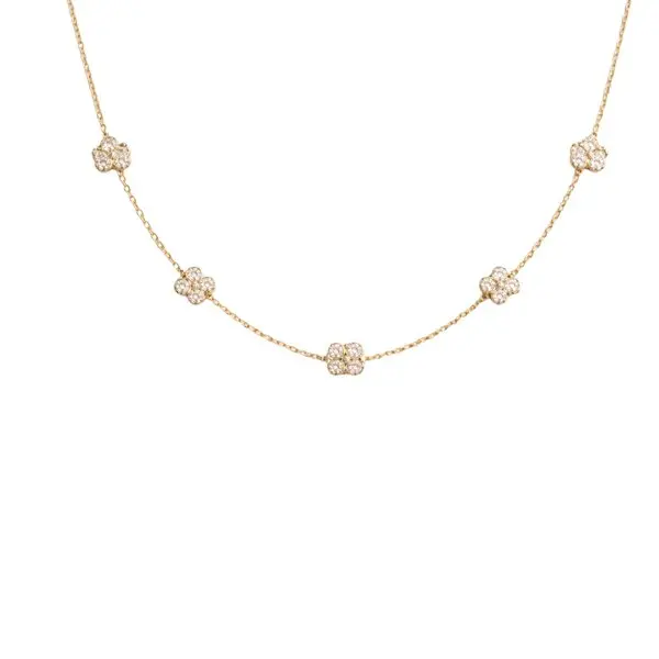 LILY FLO JEWELLERY Diamond Cube Station Necklace - Gold