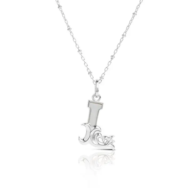 KASUN LONDON Solid L Initial Necklace With Mother Of Pearl - Silver