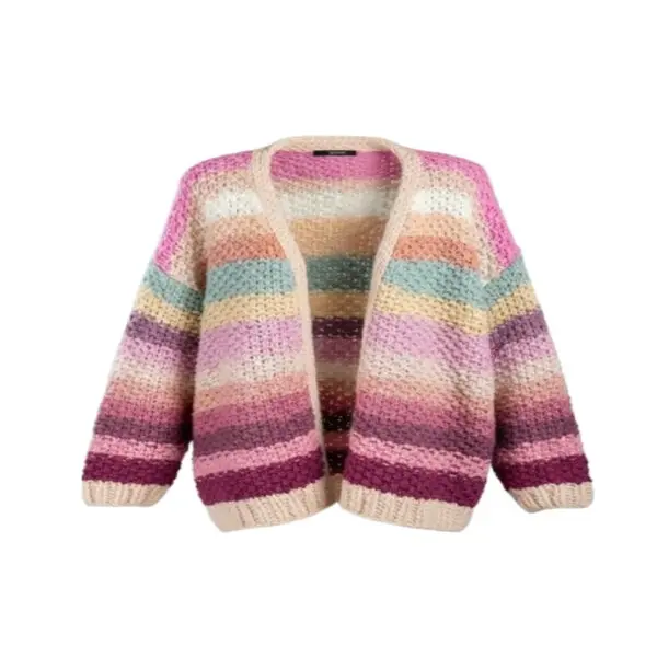 Saachi Striped Oversized Knitted Cardigan - Pink