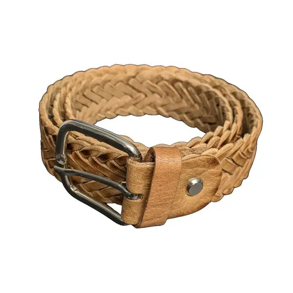 BERBER LEATHER Neutrals Braided Leather Belt In Tan - Black/brown