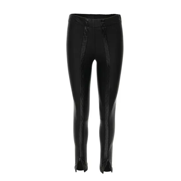 SILVIA SERBAN Tights With Frontal Quilted Strap - Black