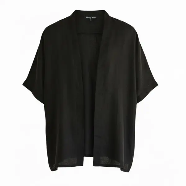 ORIGIN OF HEARTS Mamba Linen Kimono For Effortless Resort Dressing - Black