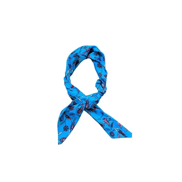 SPRINGMOONATELIER Vibrant Turquoise Floral Pattern Scarf - Blue