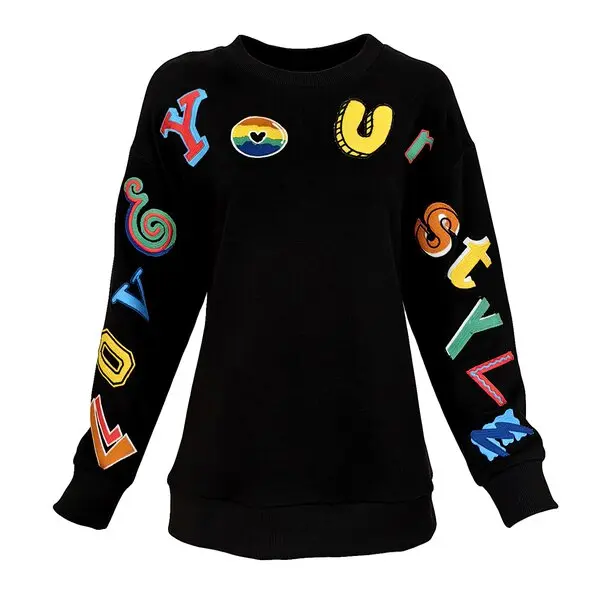 LALIPOP DESIGN Love Your Style Sweatshirt With Embroidered Patches - Black