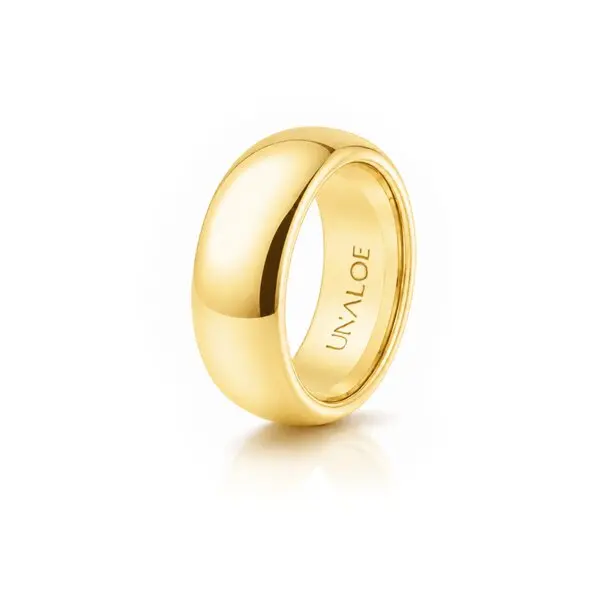 UNALOE Domed Sterling Silver Band 's With Plating: Pure And Refined - Gold