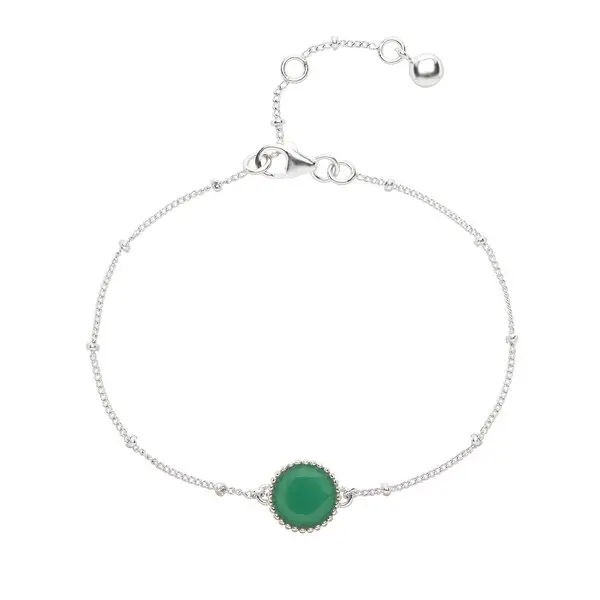 AUREE JEWELLERY Green / Silver Barcelona Silver May Birthstone Bracelet Chrysoprase - Green/silver
