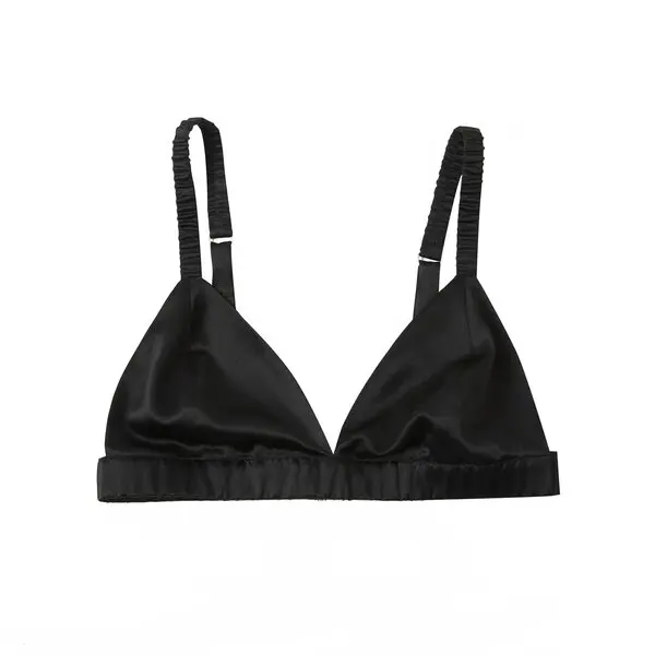 SOFT STROKES SILK Classic Pure Silk Bralette - Black
