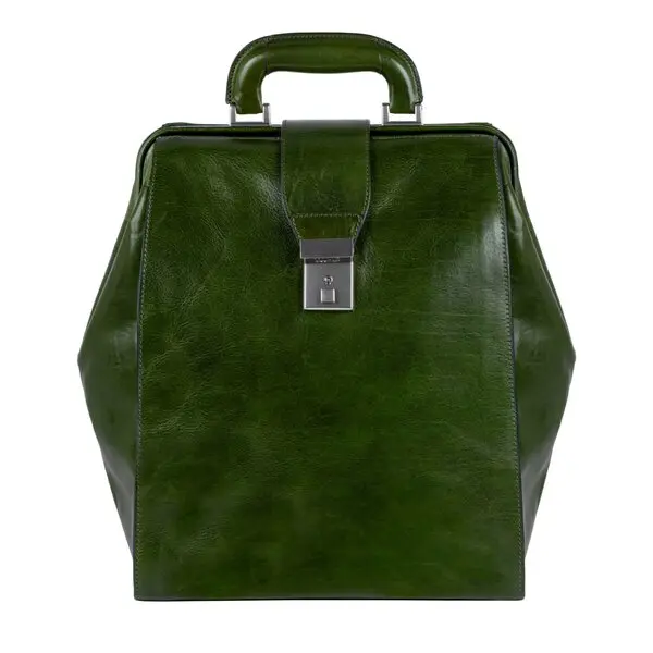 TIME RESISTANCE Leather Backpack With Push-button Closure - Green