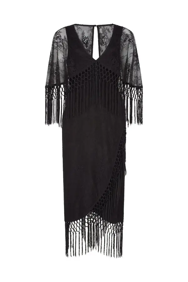 LITTLE LIES Tango In The Night Lace Midi Dress - Black