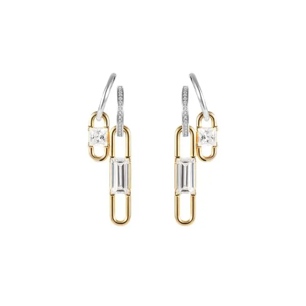 Arte Madrid Toggle Convertible Double Hoop Earrings With Reversible Drop Charms