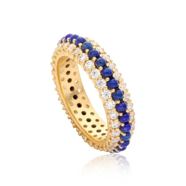 PREETI SANDHU Blue / Gold Summer Sparkle Dome Ring Lapis Lazuli - Blue/gold