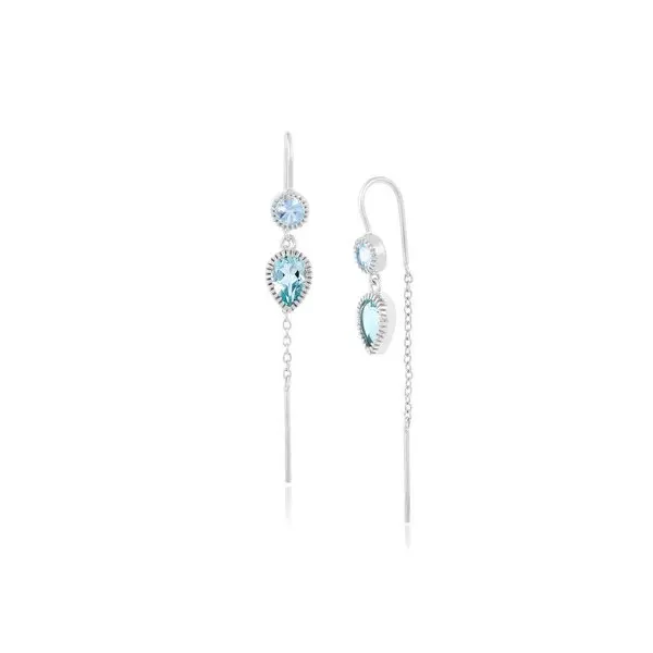 MOON LONDON Blue / Silver Poseidon Blue Topaz Sterling Silver Earrings - Blue/silver