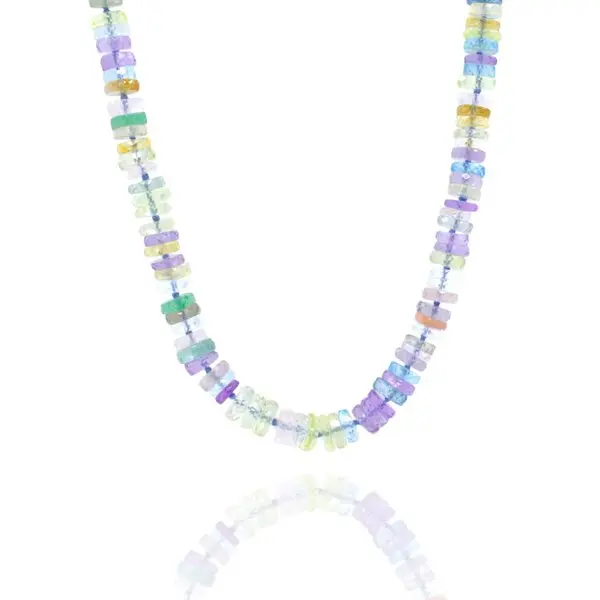 C. GRASSI Faceted Gemstone Necklaces Summer Pastel Mix 14k Gold Clasp Adjustable Lengths - Yellow