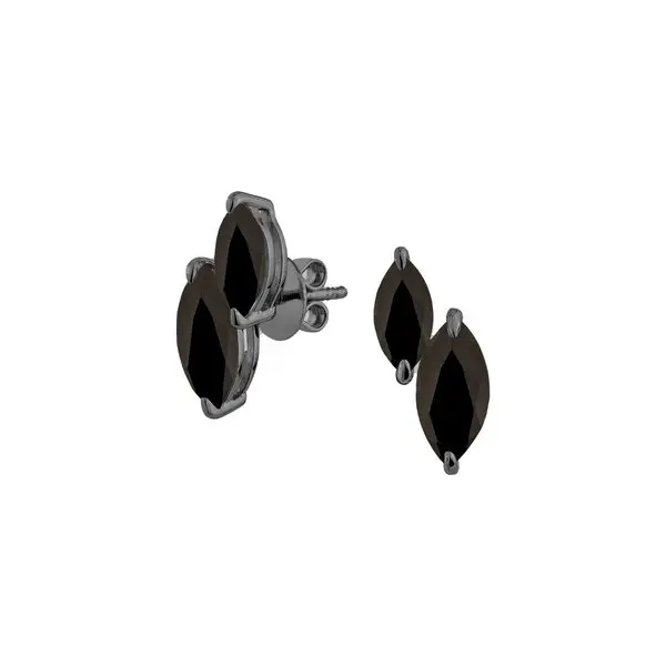 SALLY SKOUFIS Renaissance Stud Earrings With Made Cz Diamond Stimulant In Rhodium - Black