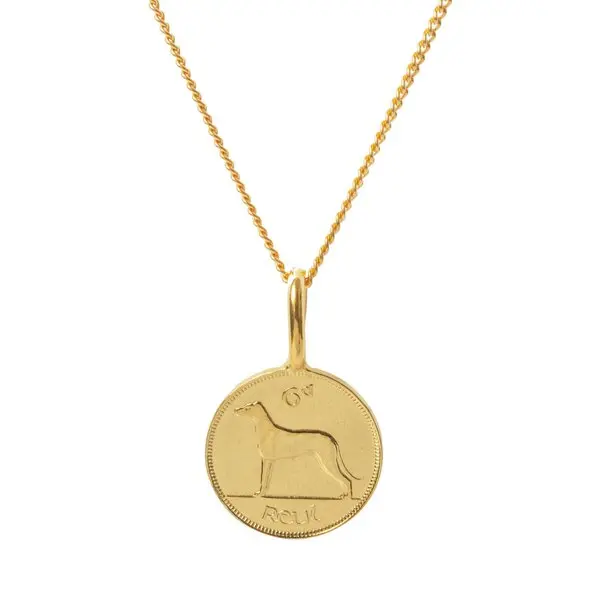 KATIE MULLALLY Irish 6d Coin & Chain In Yellow Plate - Gold