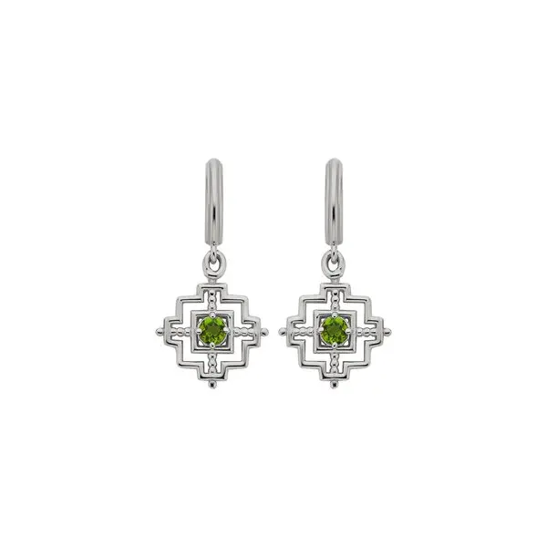ZOË & MORGAN Silver / Green Centred Earrings Silver Chrome Diopside