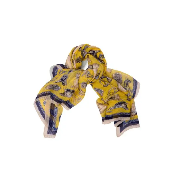 Saachi Pleated Equestrian Scarf - Yellow