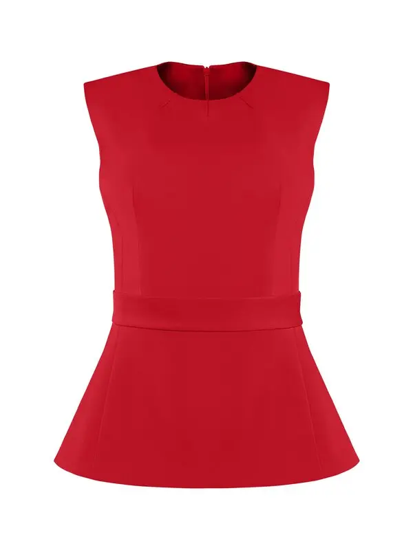 TIA DORRAINE Sleeveless Waist-fitted Top, Fierce