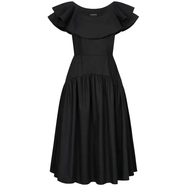 MARIANNA DÉRI Ruffled Midi Dress - Black