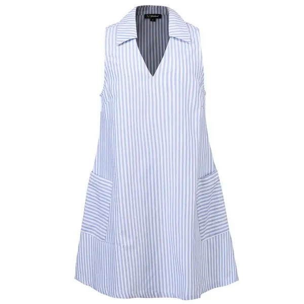 SMART AND JOY Striped Trapeze Minimalist Mini Dress - Blue