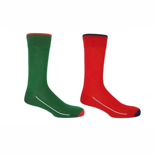 PEPER HAROW - MADE IN ENGLAND Cinnabar & Emerald Square Mile Socks 2 Pack - Green/red