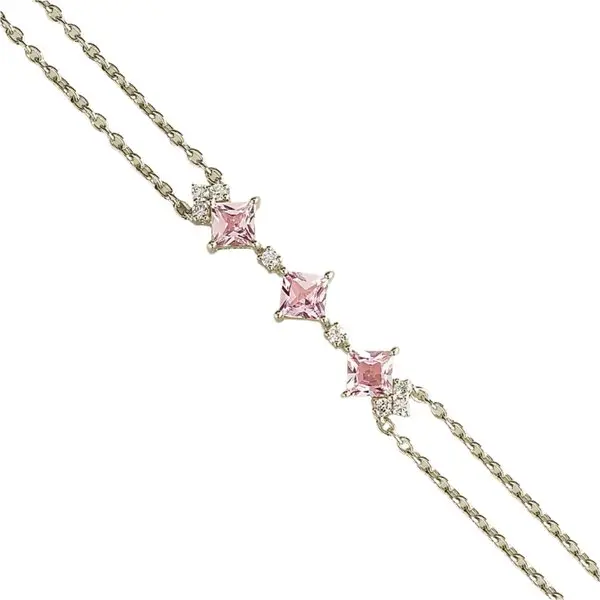 JUVETTI  White / Pink Forma White Gold Bracelet Set With Pink Sapphire & Diamond - White/pink