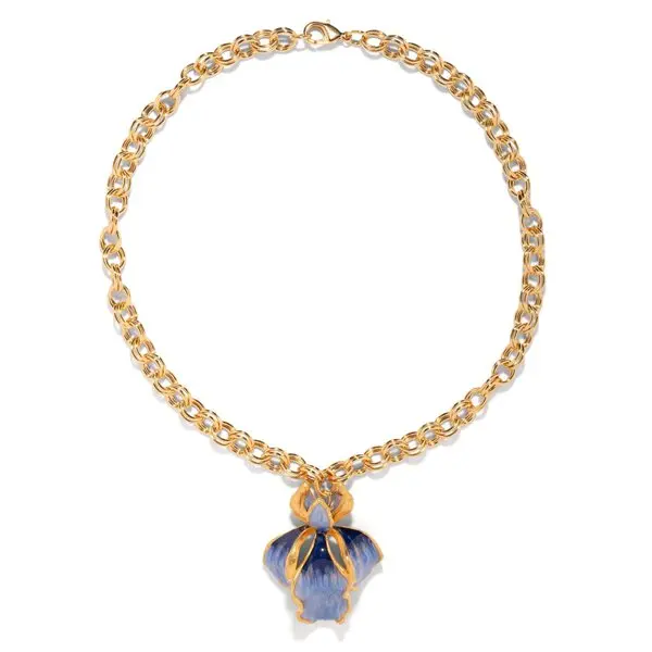 THE PINK REEF Single Sculpted Iris Necklace In Pearl - Blue