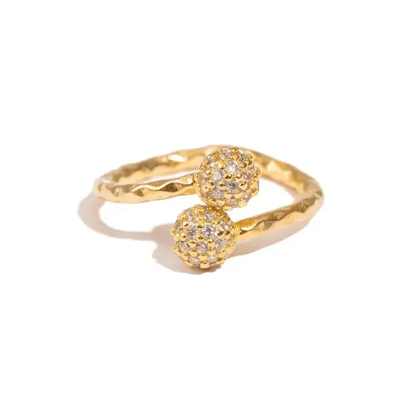 EBRU JEWELRY Radiant Majesty Diamond Adjustable Cuff Ring - Gold