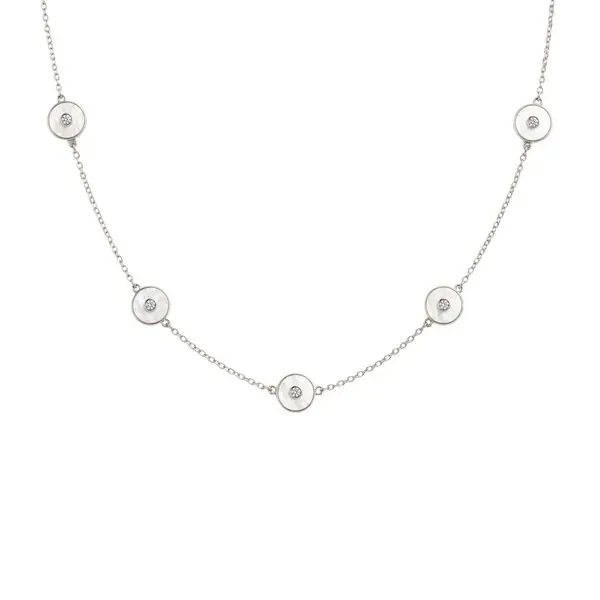LILY FLO JEWELLERY Mother Of Pearl Diamond Station Necklace - White
