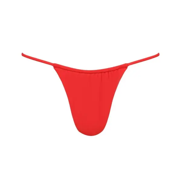 PLAYALUXE Capri Ruched String Bikini Bottom - Red