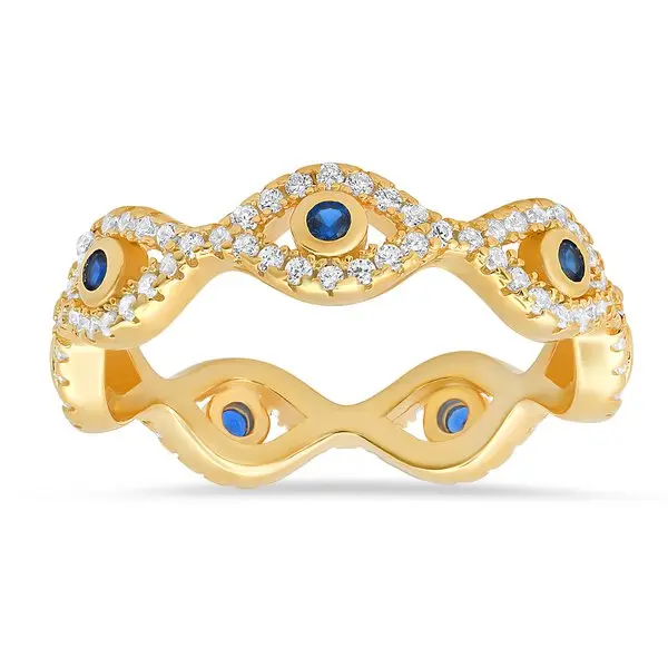 KYLIE HARPER Diamond Cz Evil Eye Eternity Band Ring - Gold