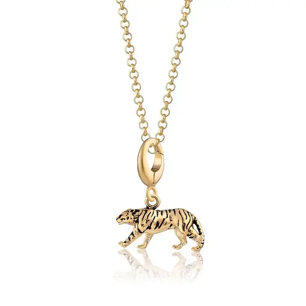LILY CHARMED Plated Tiger Charm Necklace - Gold