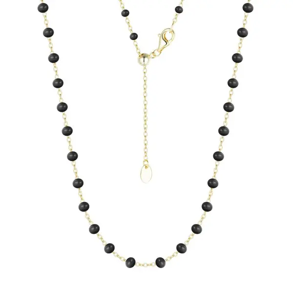 KAMARIA Enamel Beaded Chain Necklace Large - Black